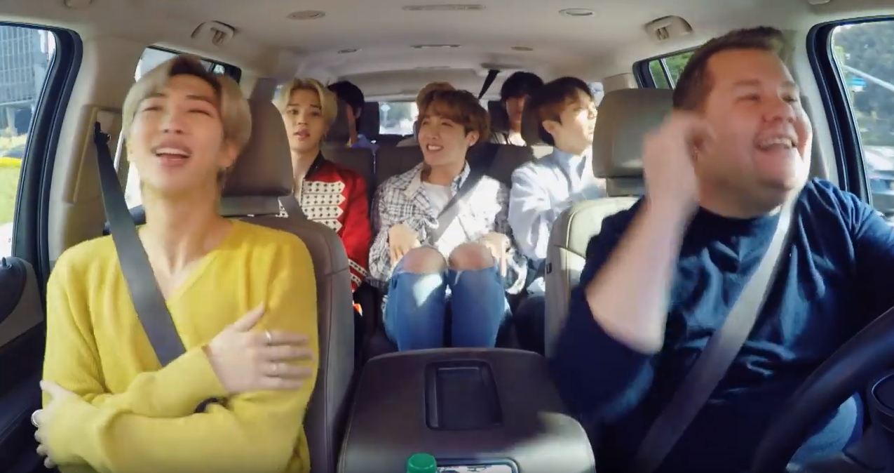 BTS debuta en el carpool karaoke de James Corden cantando el opening de ...