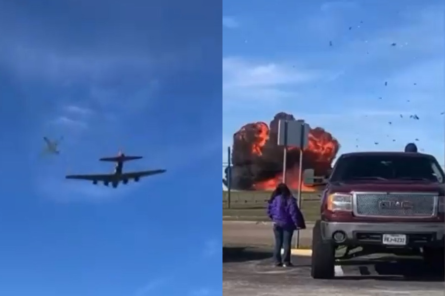 El impactante choque de dos aviones durante una exhibición aérea en Estados Unidos - Chilevisión
