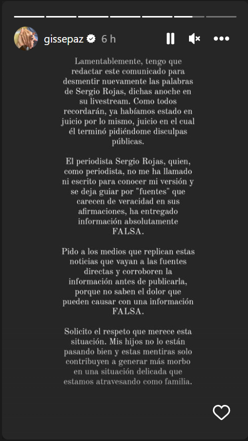 Gissella Gallardo aclaró supuesto escándalo en clínica donde se encuentra Pinilla: Envió directo ...
