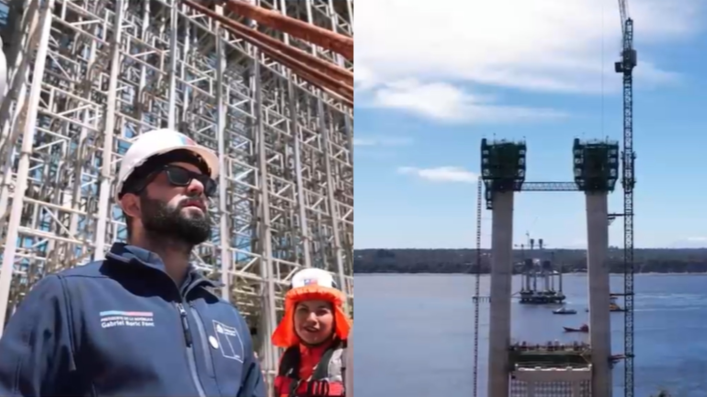 Tras vacaciones Pdte. Gabriel Boric visitó por primera vez obras del Puente Chacao en Chiloé ...