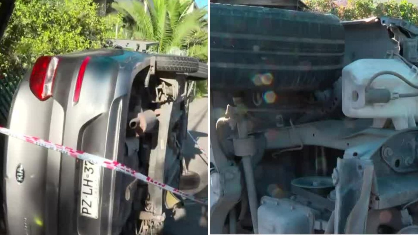 Vehículo volcó y chocó en Ñuñoa: Destrozó la entrada y reja perimetral ...